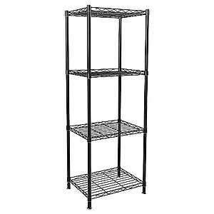 YisanCrafts 4 Tier Fixed Layer Spacing Storage Shelf Metal Storage Rack Wire Shelving Unit Storage Shelves Metal 528Lbs Capacity 17" L x 13" W x 47" H for Pantry Closet Kitchen Laundry Black