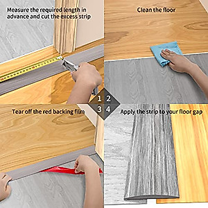 10Ft Floor Transition Strip,Floor Cover Strips Self Adhesive Flooring Transitions Laminate,2"Wide Vinyl Floor Flat Edge Trim Strip for Threshold Strip,Wood Grain Design (Gray)