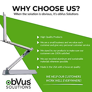 obVus Solutions Adjustable Laptop Tower Stand | Multiple Awards from Top Technology, Business and Health Magazines | Sitting to Standing in Seconds | Reduce Back and Neck Pain | Made in The USA