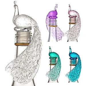 Tovip Silicone Wine Bottle Stopper Peacock Creative Wine Beverage Bottle Seal Bottle Caps Party Decoration Bar Kitchen (Blue)