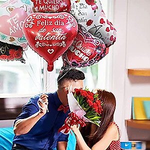 10 Pcs Large Valentine's Day Heart-Shaped Foil Balloons + 16 Pcs Love Balloons 12 inch for Valentine's Day Party Decoration, Valentine's Day Party Proposal, Valentine's Day Surprise