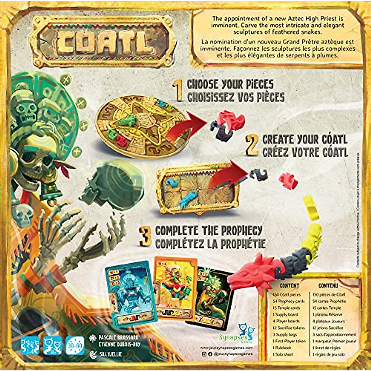 Synapses Games: Coatl, Strategy Board Game, Play in Solo Mode, Or With Up to 4 Players, 30 to 60 Minute Play Time, For Ages 10 and up