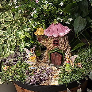 PRETMANNS Fairy Garden House Kit - Fairy Garden Accessories Outdoor - Fairy House & Fairies for Fairy Garden – Fairy Garden Supplies - Fairy Garden Kit for Adults - Garden Fairy House - 4 Items