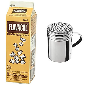 35oz Carton of Flavacol with 10oz Stainless Steel Shaker