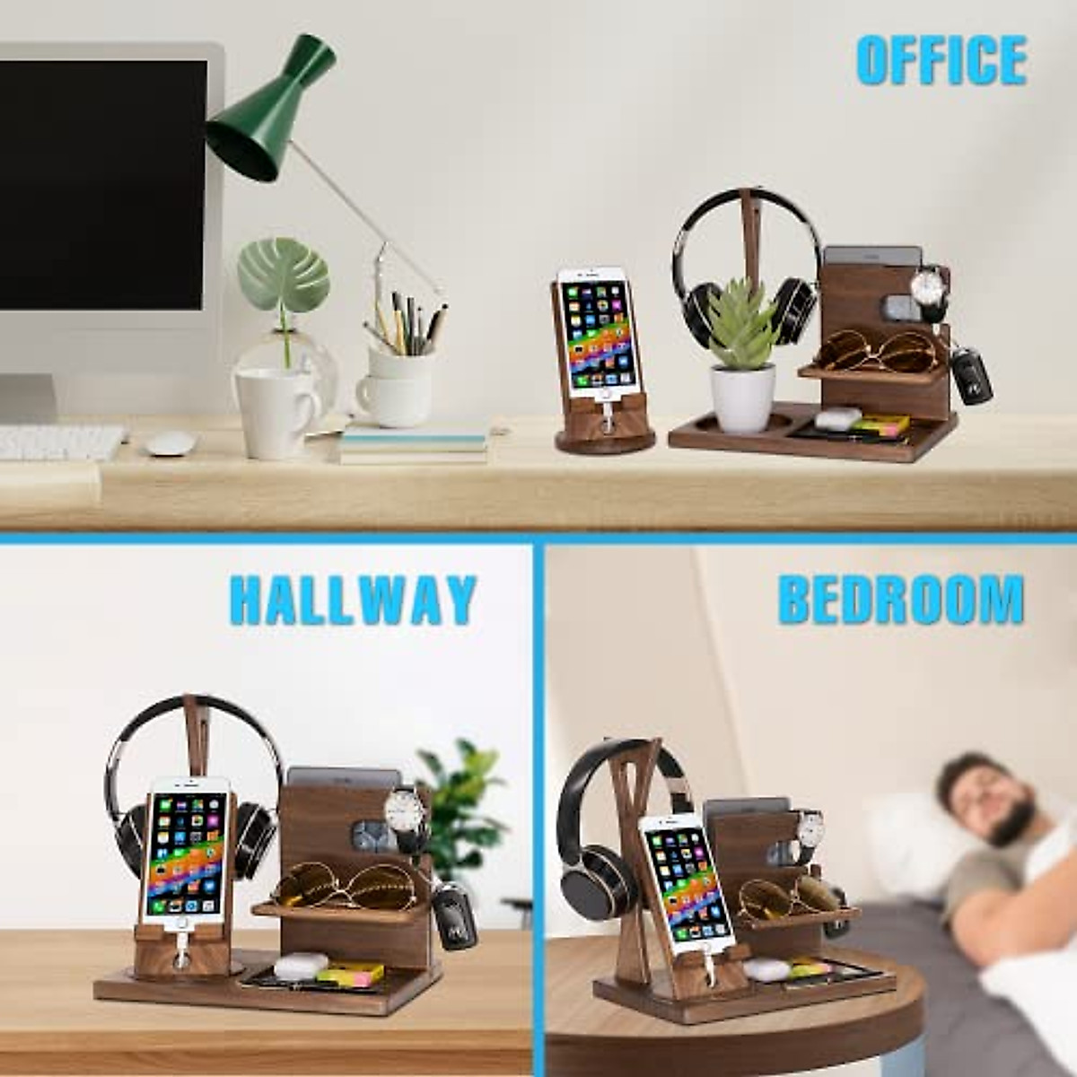 Personalized Gift for Military Army - Phone Docking Station for Soldier, Custom Nightstand Organizer for Men Women, Gift Ideas for Him, Her, Dad, Mom, Husband, Boss on Birthday, Anniversary, Christmas