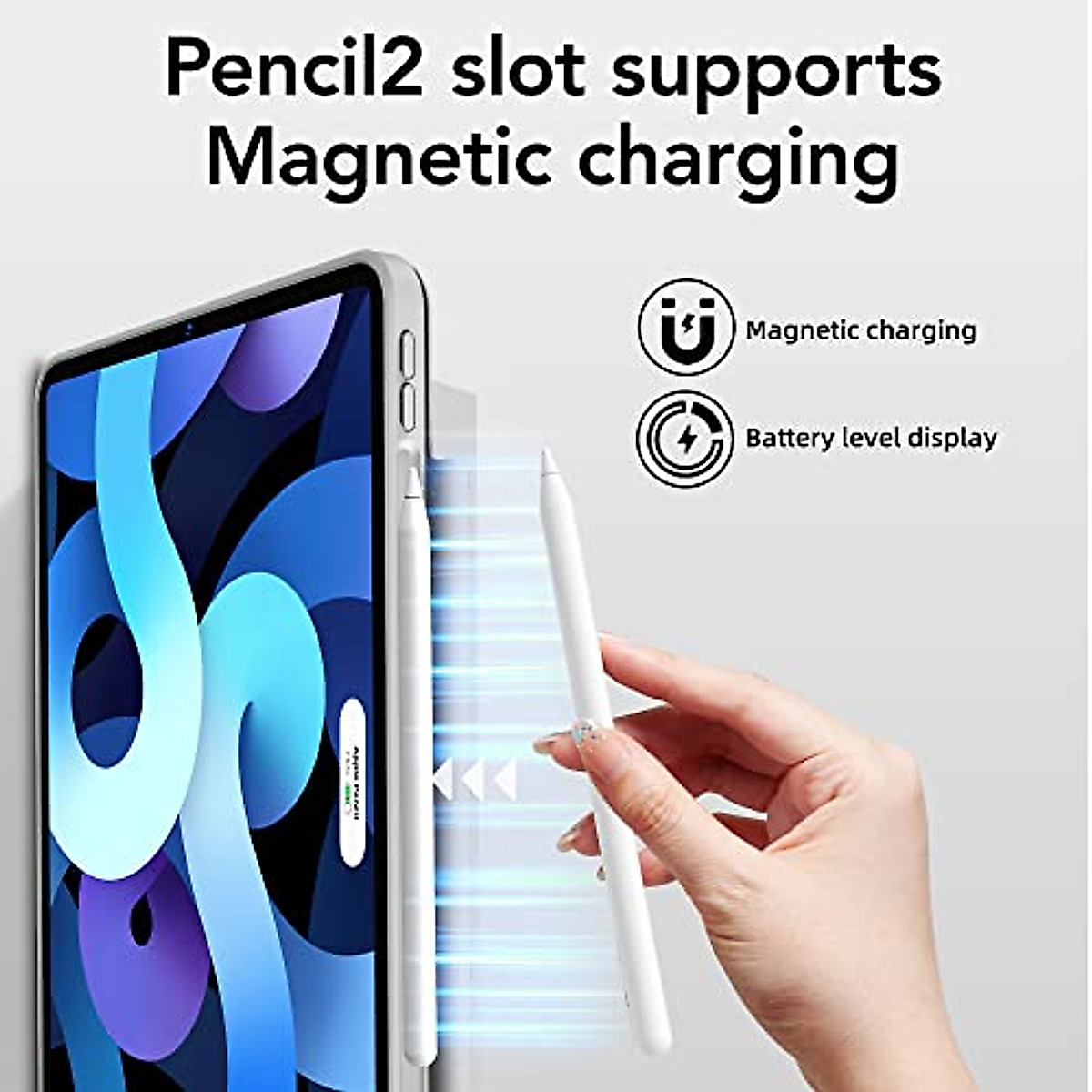 Marasone iPad Air 5th Generation Case 2022 / iPad Air 4th 2020 Case 10.9 Inch Double-Layer Magnetic Folio Cover with Multiple Angles and Pencil Charging Support, Premium PU Leather(Gray)
