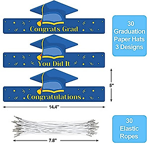 ceiba tree Graduation Hats for Kids 30 Pcs Paper Crowns Congrats Grad Cap Headbands School Students Party Favors