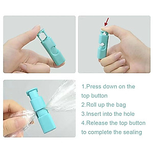 Generic Bag Clips, 5PCS Squeeze and Lock Bread Bag Clips for Food Storage, Reusable Plastic Bag Clips, Snack Bread Clips for Bags, 1 Seconds Easy-to-Use Bread Bag Closures Food Container Sets (Blue)