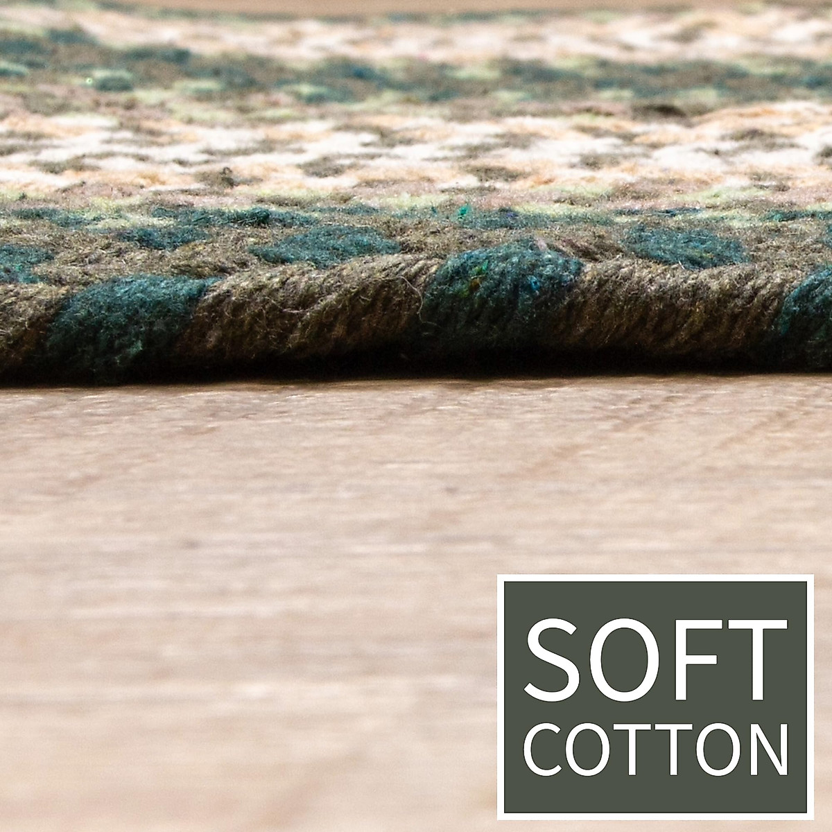 Super Area Rugs Oval 2' X 3' Green - Ivory Oval Braided Rug for Farmhouse Style Kitchens and Bathrooms