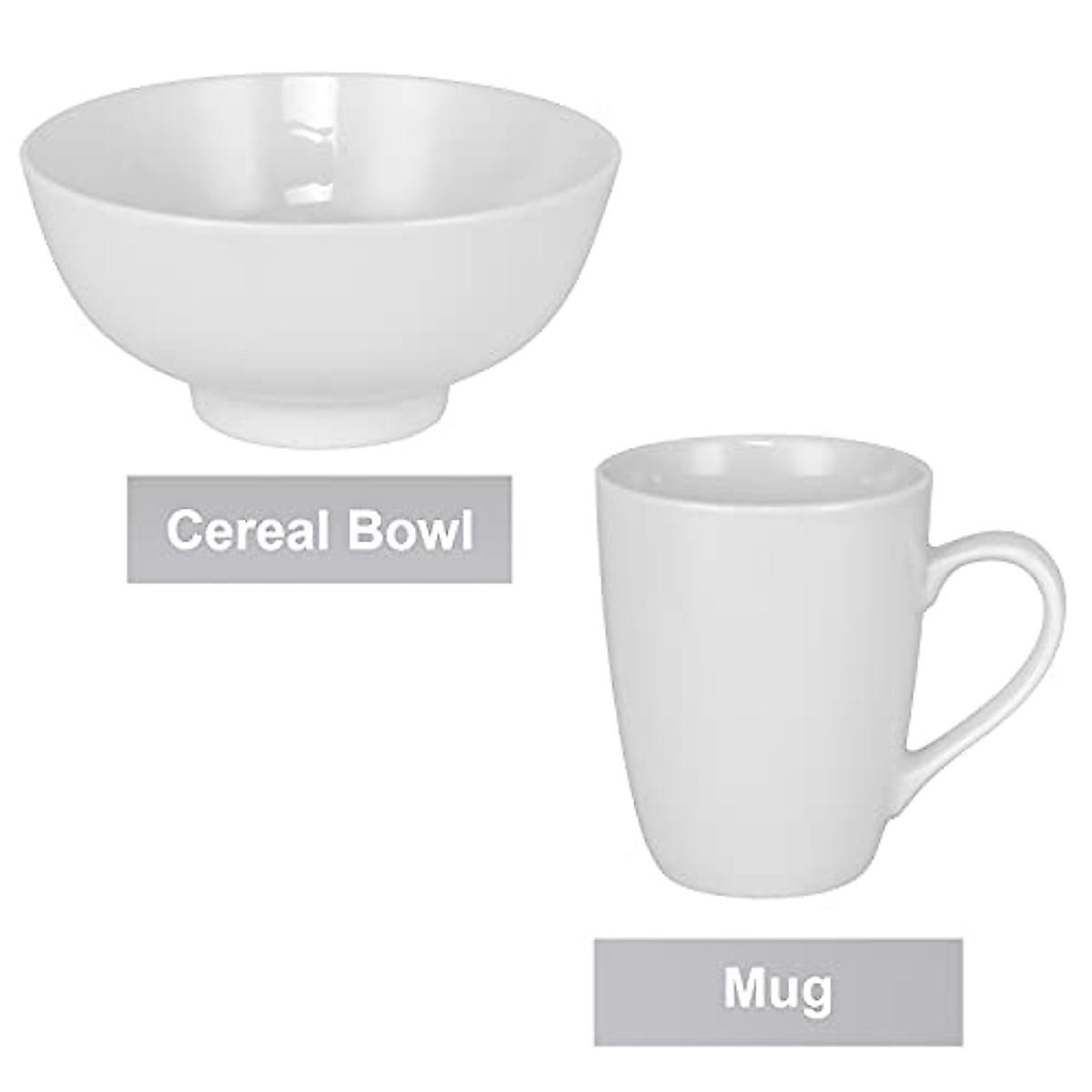 Miibox White Dinnerware Set, 40-Piece Service For 8，with Dinner Plates, Salad Plate, Bowls, Mugs and Teaspoons, Porcelain Durable for Christmas, Halloween, Wedding, Banquet