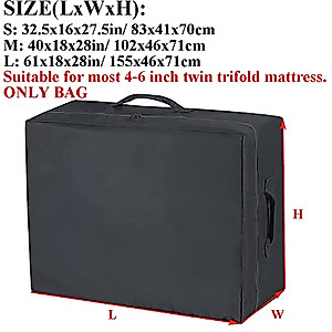 Tri-Fold Mattress Carry Case Bag Skyour Waterproof Foldable Memory Foam Narrow Twin Mattress Cases Cover Sturdy Carrying Storage Bags for 4-6in Queen Tri-Fold Guest Bed Mattress 40x18x28in