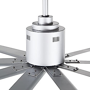 BiGizmos 84 Inch Industrial DC Motor Ceiling Fan, Damp Rated Indoor or Covered Outdoor Ceiling Fans for Home or Commercial, Porch Patio Warehouse Restaurant, 6-Speed Remote Control
