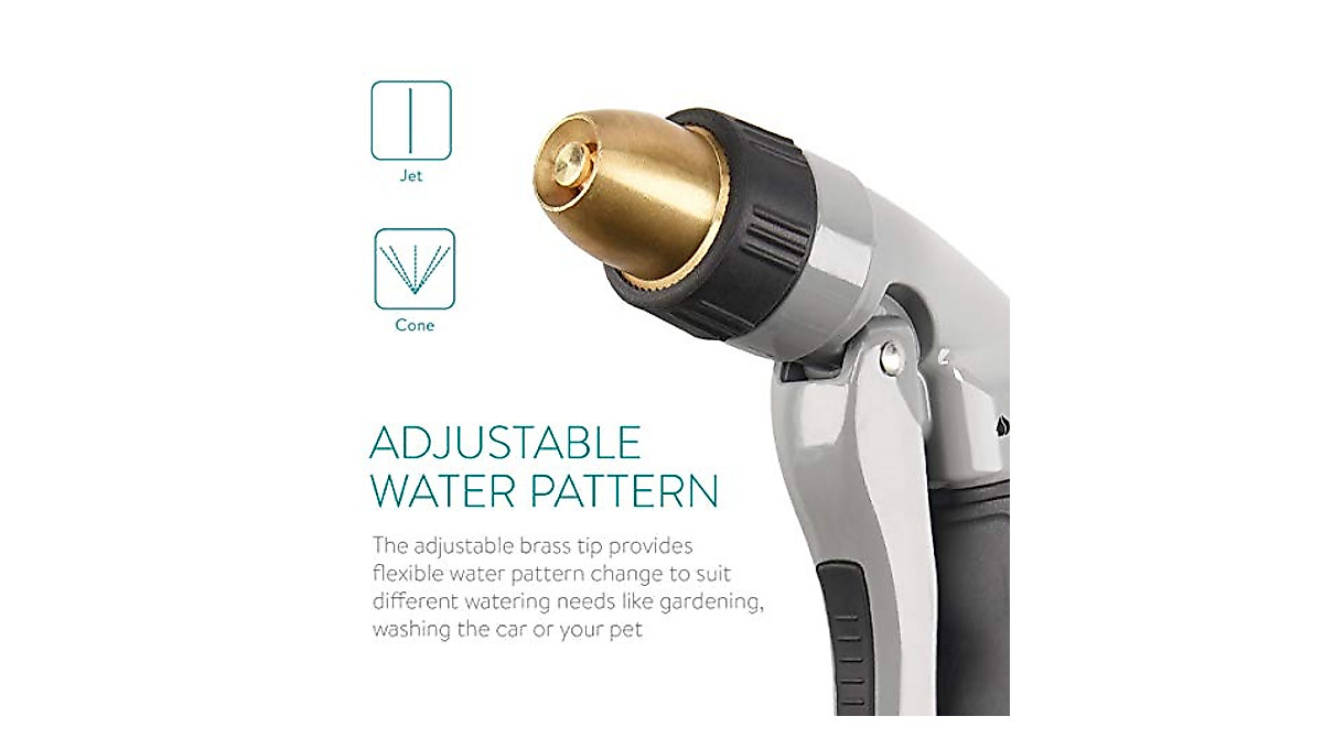 Navaris Garden Hose Nozzle Spray - High Pressure Metal Water Gun