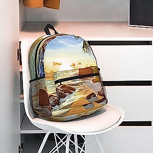 FURLOU Tropical Beach at Sunset Backpack Laptop Men Business Work Casual Daypack Women Lightweight Travel Bag