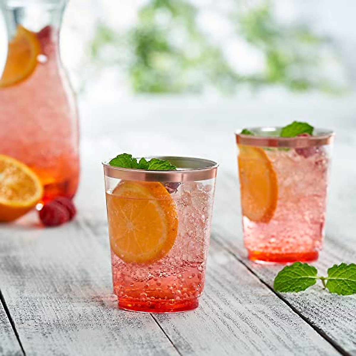 PLASTICPRO Disposable Plastic Tumblers (Rose Gold, 100)