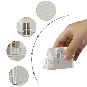 4pcs N Scale Model Blank Buildlings Kit Unassembled Houses for Model Train Layout JZ01JJ (N Scale-4 Units)