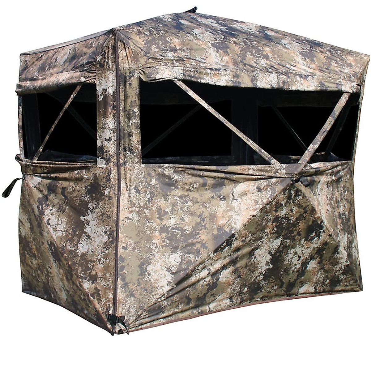 Muddy Hunting Whitetail Deer Buck Full Dual Zip Side Hinged Opening Concealment Camo Pattern Standing Height 67" Garage Ground Blind