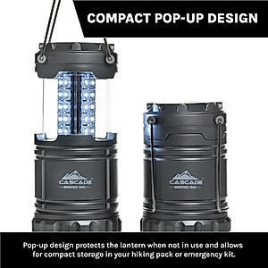 Cascade Mountain Tech 100 Lumen Pop-Up LED Lantern with IPX4 Water Resistance - 2 Pack