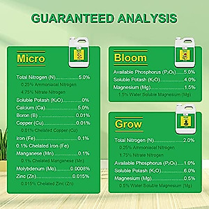 Bloom Grow Micro Liquid Nutrients - Flourish Hydroponic Garden Plant Fertilizer Series for Plants, Vegetables and Soil (Pack of 3-1 Liter Each) -Upgraded Version