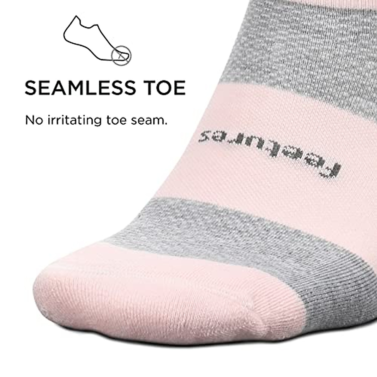 Feetures High Performance Max Cushion Ankle Sock - No Show Socks for Women & Men with Heel Tab - Pink Blanket, M (1 Pair)
