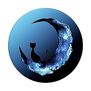 Vintage Halloween with Crescent Moon and Cat PopSockets PopGrip: Swappable Grip for Phones & Tablets