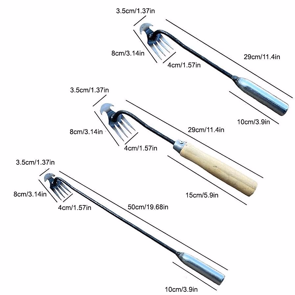 TNOODA Weeding Artifact Uprooting Weeding Tool, 2023 New Premium Manganese Steel Forged Weed Puller 4 Teeth Dual Purpose Weeder, Manual Hand Weeder Tool for Garden with Long Handle for Garden (A+B+C)