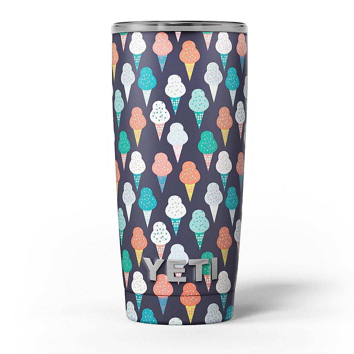 Design Skinz The All Over Teal and Green Ice Cream Cones - Skin Decal Vinyl Wrap Kit Compatible with The Yeti Rambler Cooler Tumbler Cups
