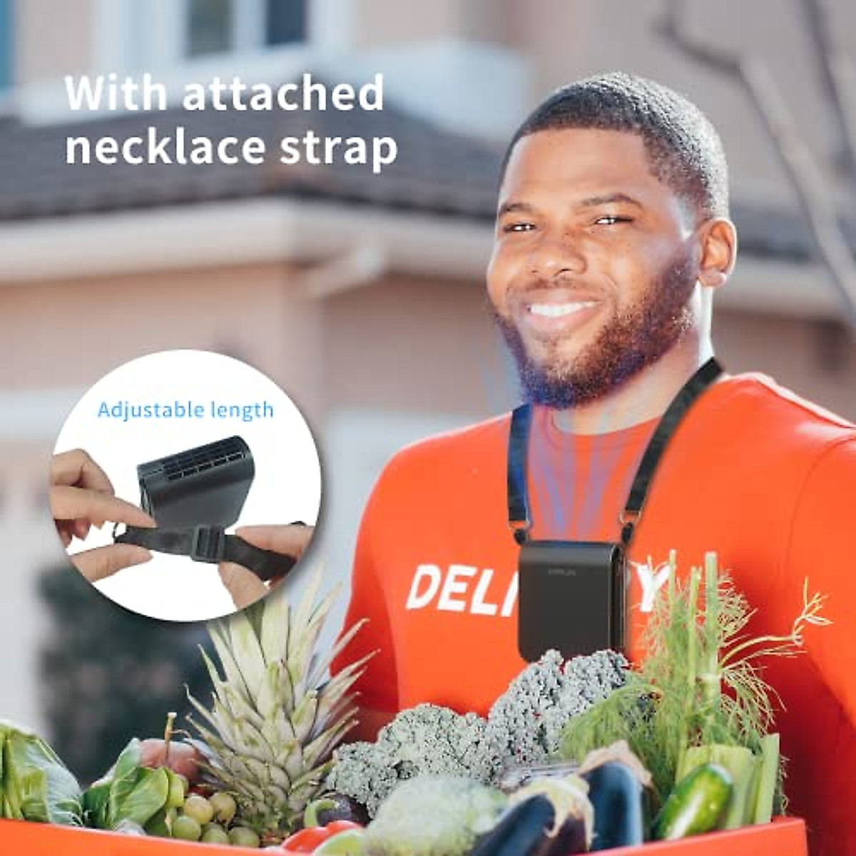 CARRYLOVE Portable Mini Waist Clip on Fan, Personal Necklace Fans, USB Rechargeable Operated, 3 Speeds, Hand Free Belt Fan for Outdoor Working, Climbing, Hiking, Camping, Cycling Fishing (Black)