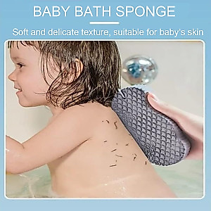 WFWJ 3Pcs Magic Exfoliating Bath Sponge,3D Super Soft Exfoliating Bath Sponge,Exfoliating Sponge Remover Dead Skin for Adults Children and Pregnant Women,Reusable(Blue+Pink+Gray)