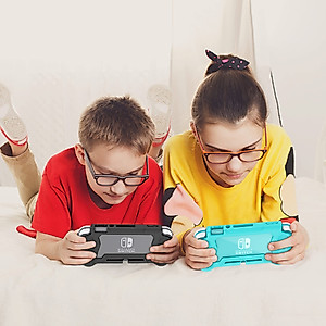 Protective Case for Nintendo Switch Lite, Full Protection Switch Lite Cover, TPU Shock-Absorption and Anti-Scratch for Nintendo Switch with Bult-in Screen Protector & Thumb Grip Caps, Black