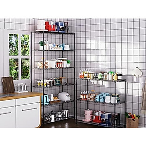 3 Tier NSF Metal Shelf Wire Shelving Unit - Black Set of 2, 1050lbs Capacity Heavy Duty Adjustable Storage Rack with Shelf Liners, Extensible to 6 Tier 2100lbs Shelving Designs, 48" H x 48" L x 18" D