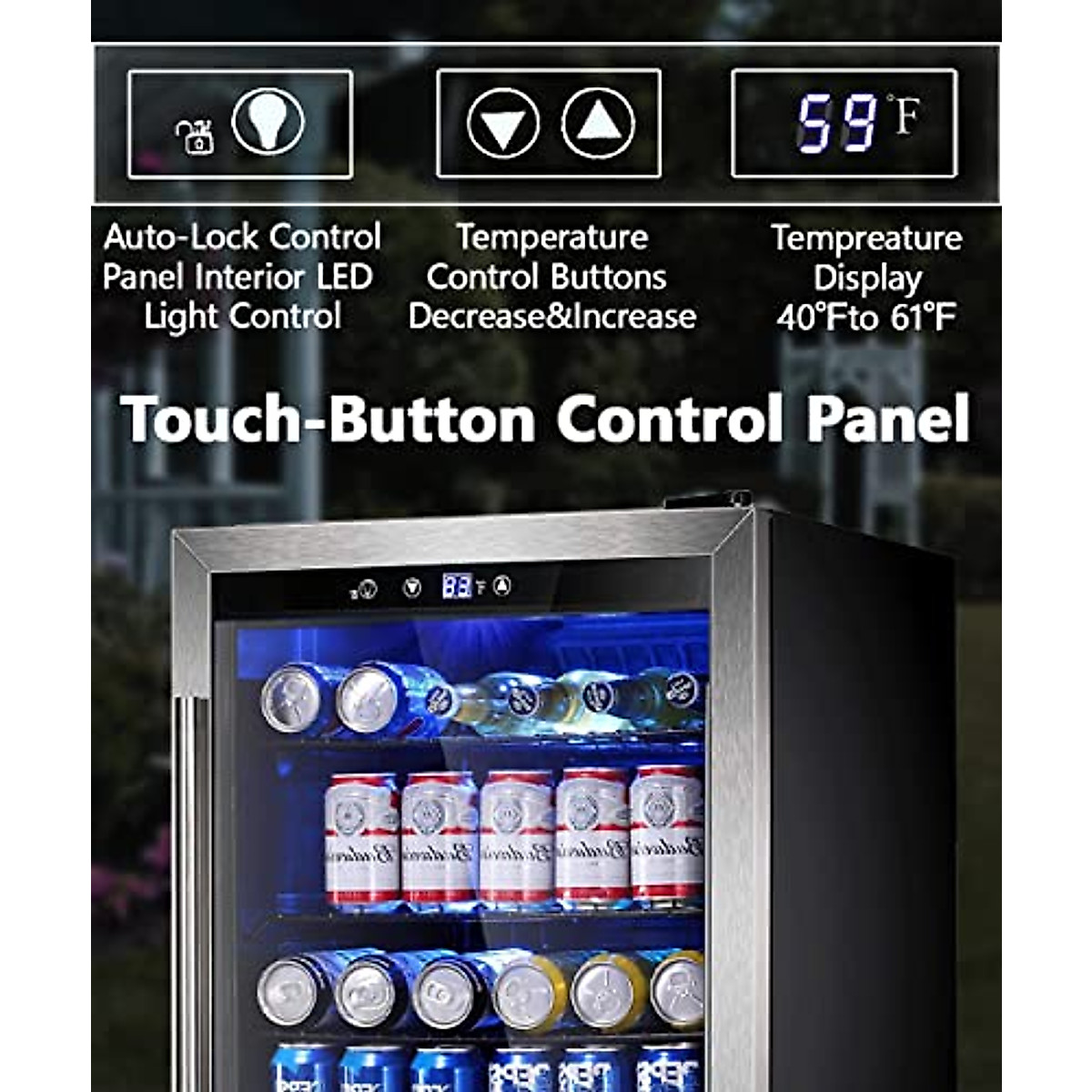 Joy Pebble Mini Fridge Beverage Cooler - 128 Can mini fridge with glass door for Soda Beer or Wine -Drink Dispenser Small Refrigerator with Adjustable Thermostat for Office Home (4.4 cu.ft)