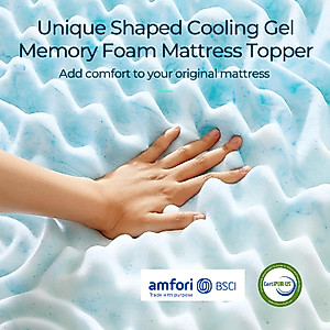 LINSY LIVING 7 Zones King Mattress Topper, Cooling Gel Infused Memory Foam, Soft Foam Mattress Topper King, King Size Bed Topper, CertiPUR-US Certified