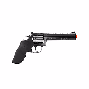 ASG Dan Wesson 715 6" Silver 6mm Airsoft Revolver - CO2 Powered, Full Metal, Adjustable Hop-Up, Double Action - Includes Speed-Loader & 6 Cartridges