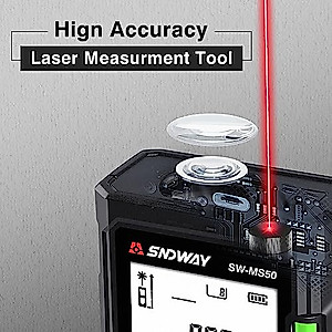 Laser Measurement Tool 165Ft, Digital Laser Distance Meter Bubble Levels, Handheld Laser Tape Measure 50M, High Accuracy Digital Tape Measure Backlit LCD, IP54, Area, Volume, Pythagoras