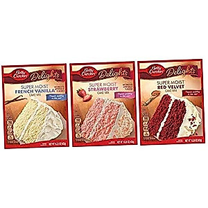 THREE (3) Cake Bundle Super Moist French Vanilla Cake, Super Moist Red Velvet Cake, Super Moist Strawberry Cake, Lot Set of 3 Items "There's Pudding in the mix!" Cake Mix 1