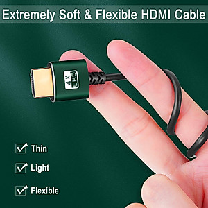 Thsucords Thin HDMI to HDMI Cable 1FT 2 Pack, Ultra Slim & Flexible HDMI Cord Supports High Speed 4K@60Hz 18gbps 2160p 1080p