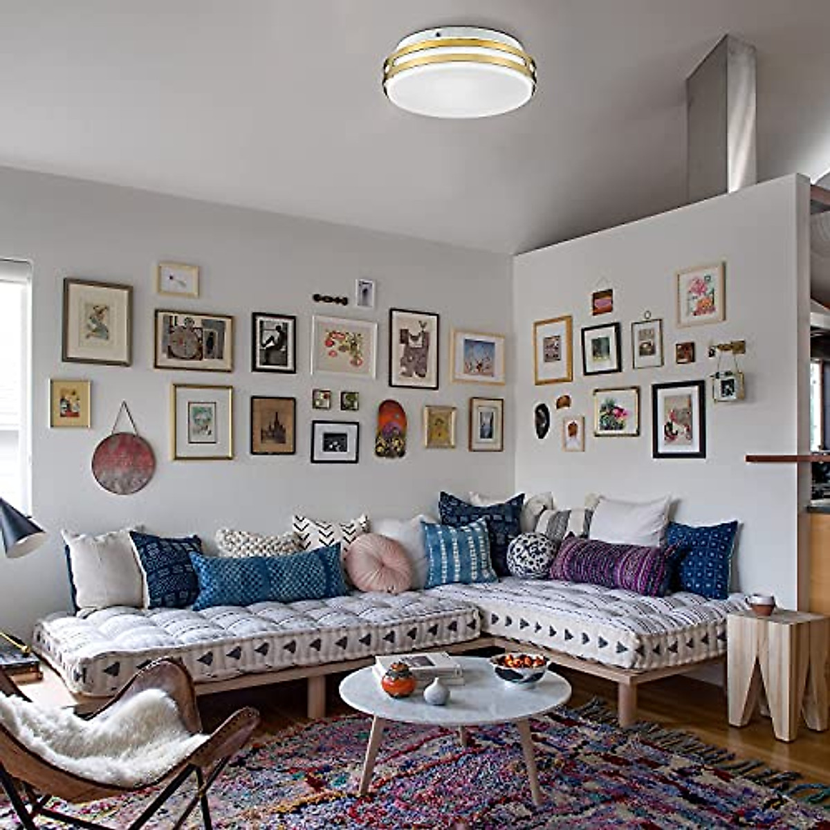 AUTELO Modern Flush Mount LED Ceiling Light Fixture 3000K Dimmable Close to Ceiling Lighting with Frosted Glass Shade in Brass Finish, for Living Room Hallway Bedroom C3578 BRZ LED