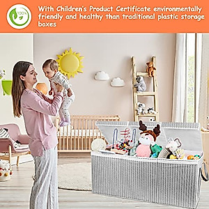 PELEYWCO Extra Large Toy Box For Girls with Divider Boards，Extended Handles, 3 Independent Lids and Longer Magic Tapes,the 147L large toy chest for boys and girl 40.6 * 13.4 * 16.5inch