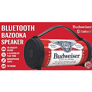 Budweiser Bluetooth Speaker Bazooka Speaker Portable Wireless Speaker with Rechargeable Battery Ideal for Indoor and Outdoor Activities Loud and Bass Audio Sound Easy to Carry Anywhere with FM- Radio