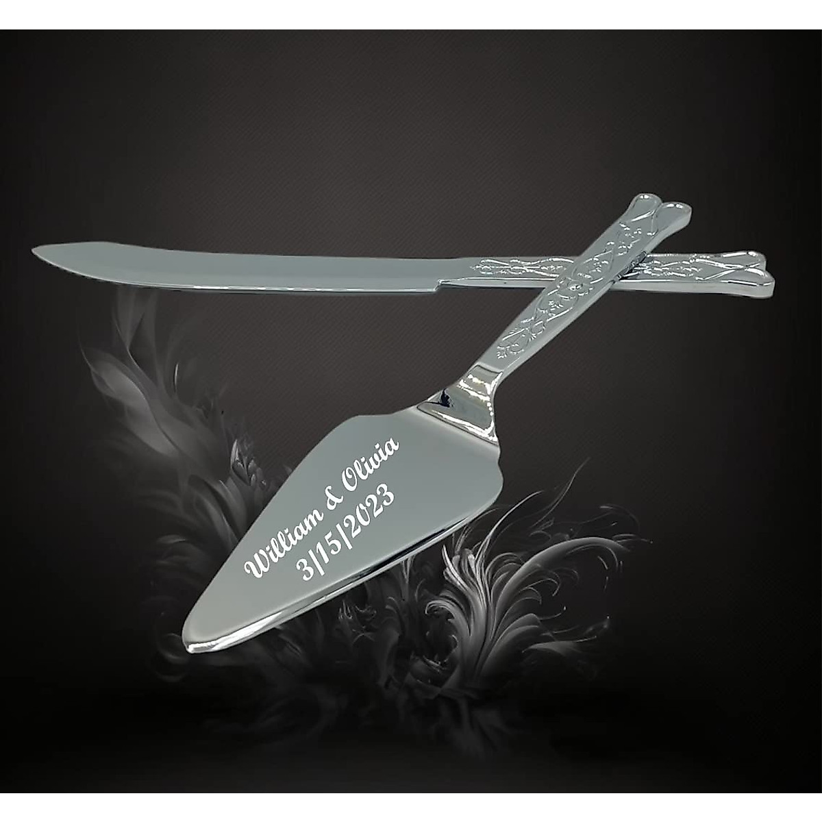 Gifts Infinity® Personalized Custom Wedding Cake Knife and Server Set Free Engraving - Valentine's Day Gift (Ck-1S)