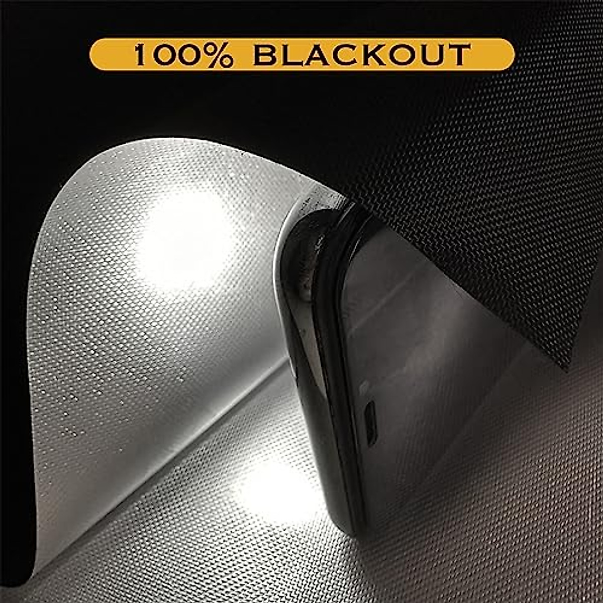 Portable Blackout Curtains, Blackout Shades with 30 Pairs of Velcro and 15 Pieces of Invisible Adhesive,100% Blackout Material Blackout Blinds for Baby Nursery, Bedroom or Travel Use(79" x 57")