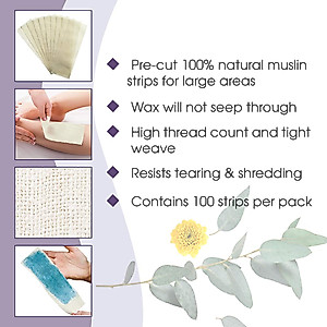 Satin Smooth Large Muslin Epilating Strips for Hair Removal, 100 ct x 2 packs