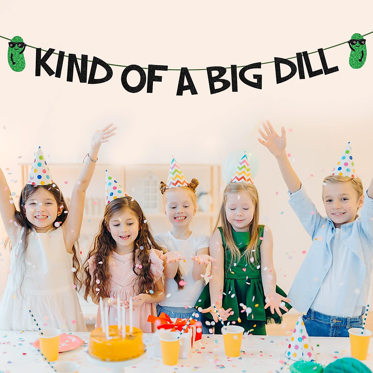 Pickle Birthday Party Decorations Glitter Kind of a Big Dill Banner Cucumber Pickle Birthday Supplies Fruit Funny Cucumber Party Supplies for Birthday