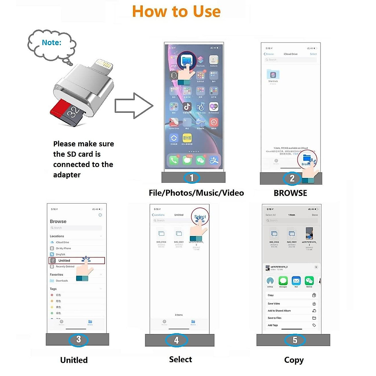 Apple MFi Certified Lightning to Micro SD Card Reader for iPhone, iPad - Supports iOS 13, exFAT & FAT32