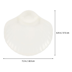 UPKOCH Movie Night Snack Trays 6Pcs Shell Dumpling Plates with Sauce Holder Plastic Sushi Plates Serving Platter Tray French Fries Plate with Sauce Divider For Home Kitchen (White) Serving Dishes