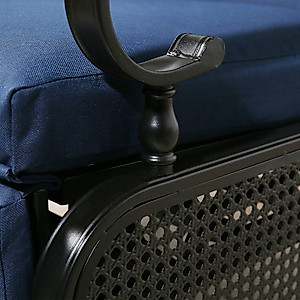 Ulax furniture Outdoor Recliner Adjustable Metal Patio Reclining Lounge Recliner Sofa Chair with Removable 100% Olefin Cushion (Navy)