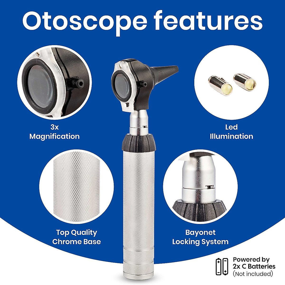 Zyrev 2 in 1 Otoscope Oph Set - Perfect for Nursing & Medical Students with Carry Case, Sight Chart & Replacement Ear Speculums