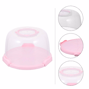 DOITOOL 1pc Plastic Cake Box Cake Food Container Pink Paper Cups Kids Travel Tray Cake Server Cake Storage Cover Mini Cake Tray Food Display Box Child