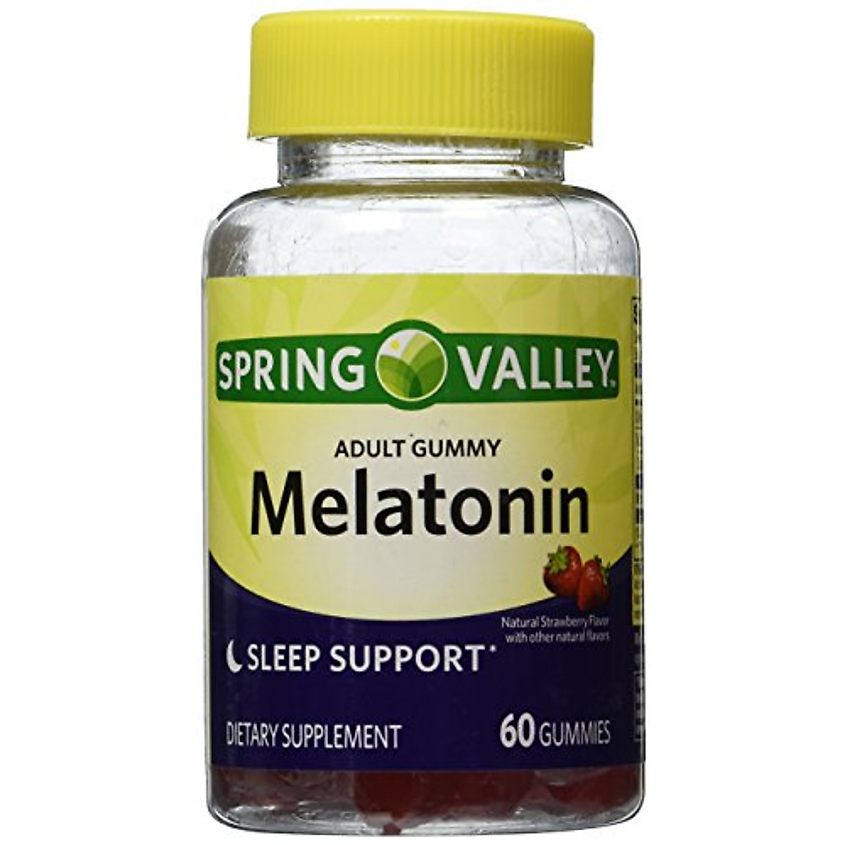 Spring Valley Adult Gummy Melatonin 5mg - Natural Strawberry Flavor - Single Bottle with 60 Gummies